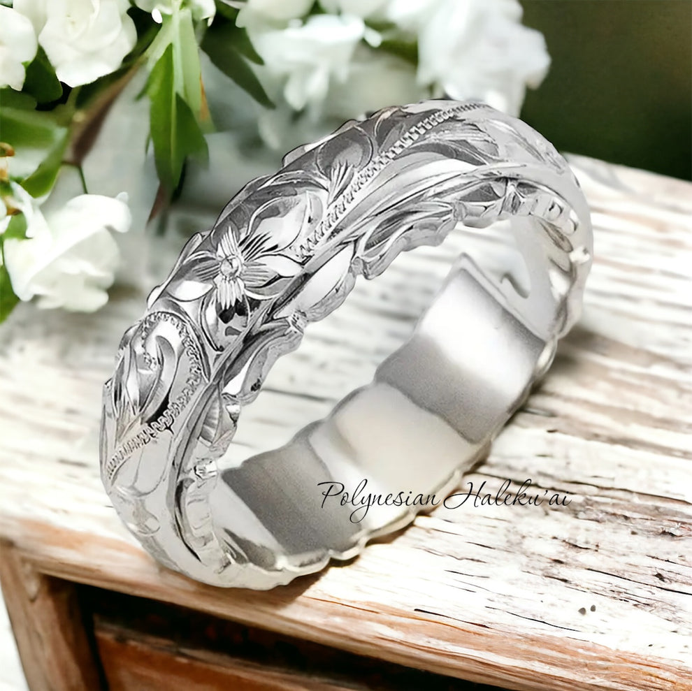 Hawaiian Engraved Ring – Polynesian Hale Ku'ai